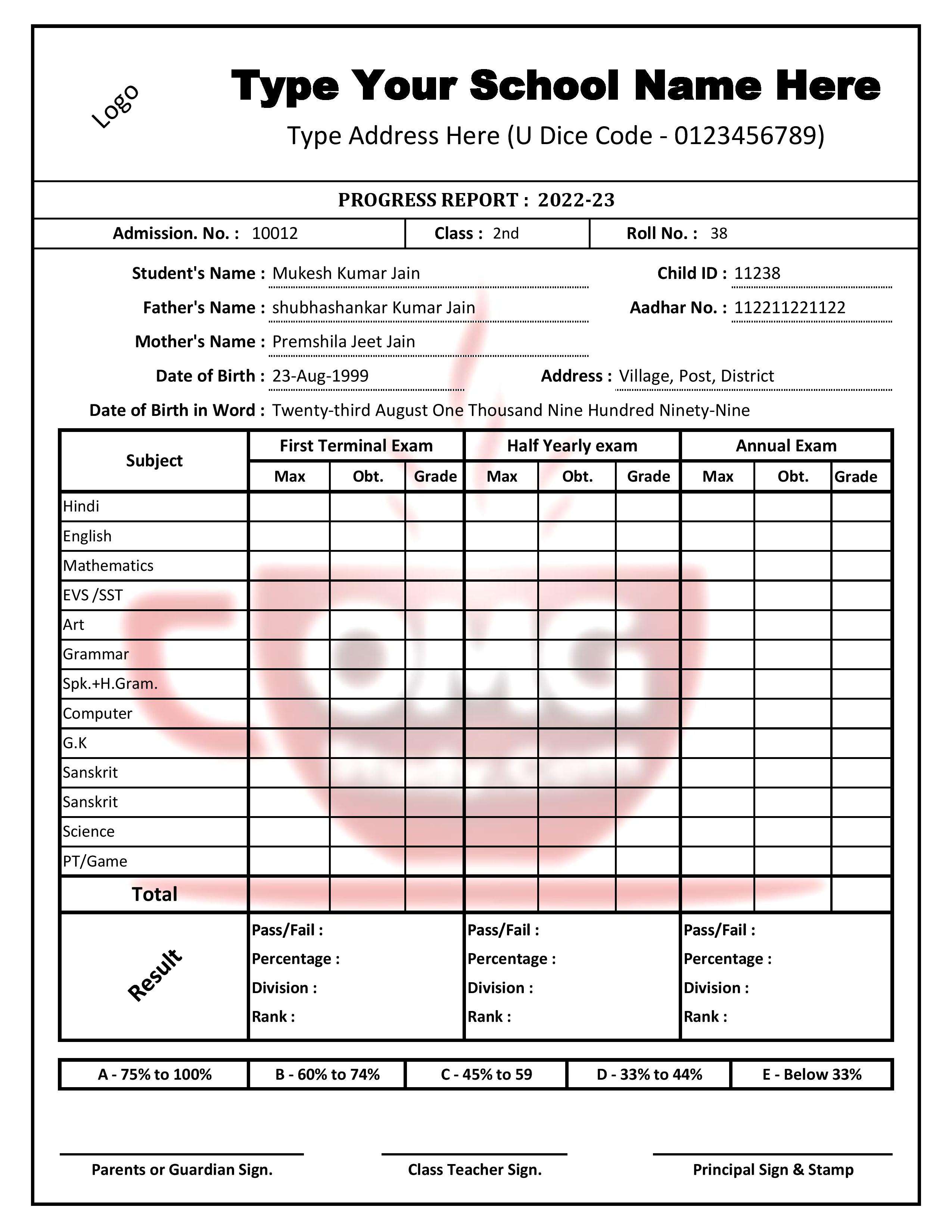 Complete Marksheet Management System In Excel For School Complete Marksheet Management System In Excel For School